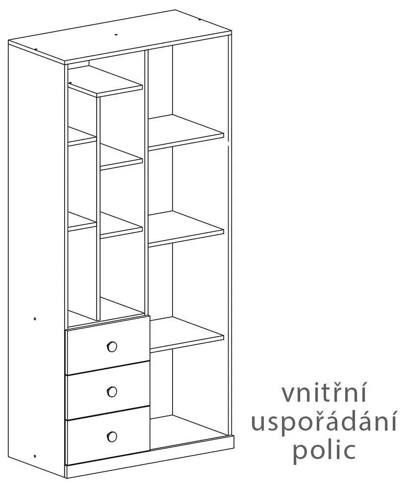 PIXEL | policový regál PX7 | 80 cm | se zásuvkami | dub/bílá lux/šedá