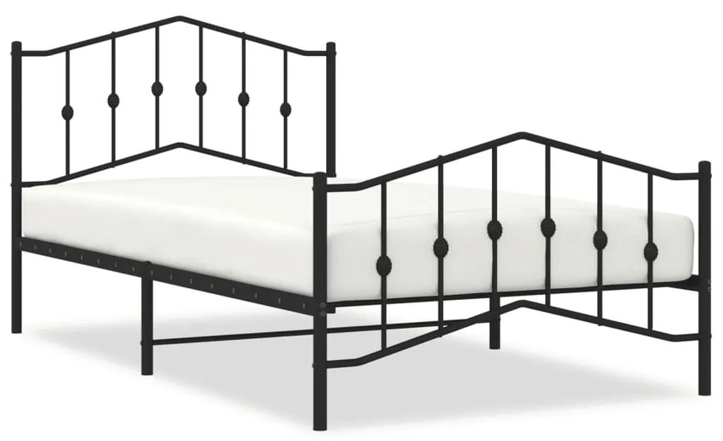 vidaXL Kovový rám postele s hlavovým a nožním čelem černý 100 x 200 cm