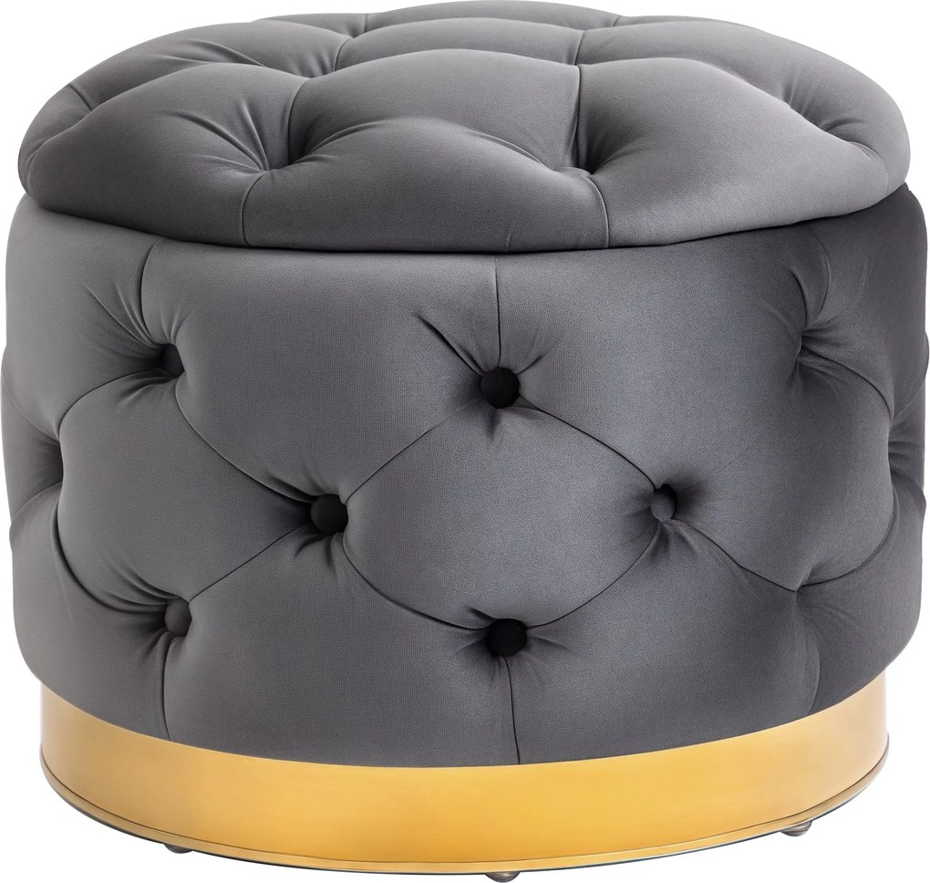 HOMCOM Vintage Ottoman, Úložný puf, Lavice s úložným prostorem, Čalouněný puf, Kov, Pěna, Charcoal Grey, 55 x 55 x 42 cm | Aosom