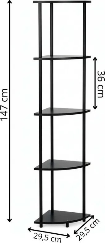 Rohový policový regál SPRINGOS HA7546 černý