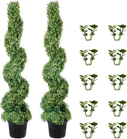 Umělé topiary Zimostrázové stromy, 1,2 m vysoké (2 kusy) Umělá topiová rostlina