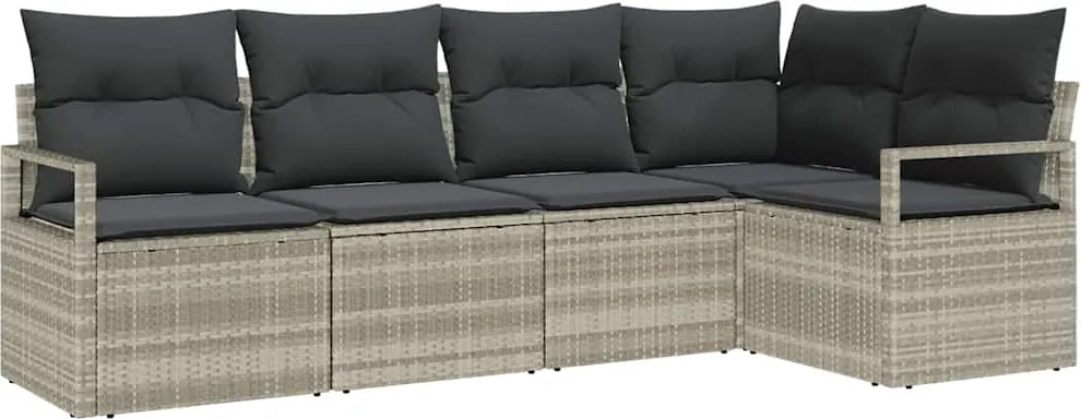 Set pohovek 5 ks Světle šedá polyratan 3346382