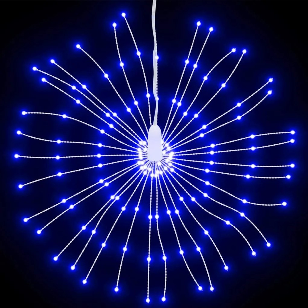 Vánoční Hvězdicová Světla 2 Ks 140 Modrých Led Diod 17 Cm