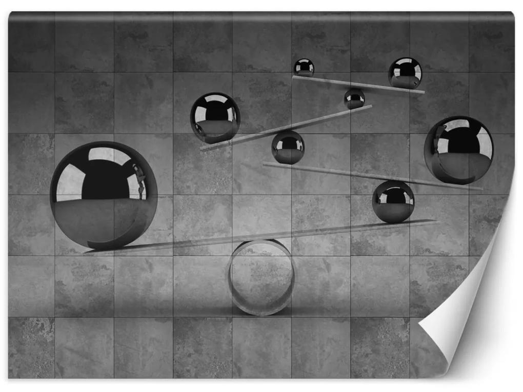 Fototapeta, Betonové koule optický stříbrný 3D efekt - 300x210 cm