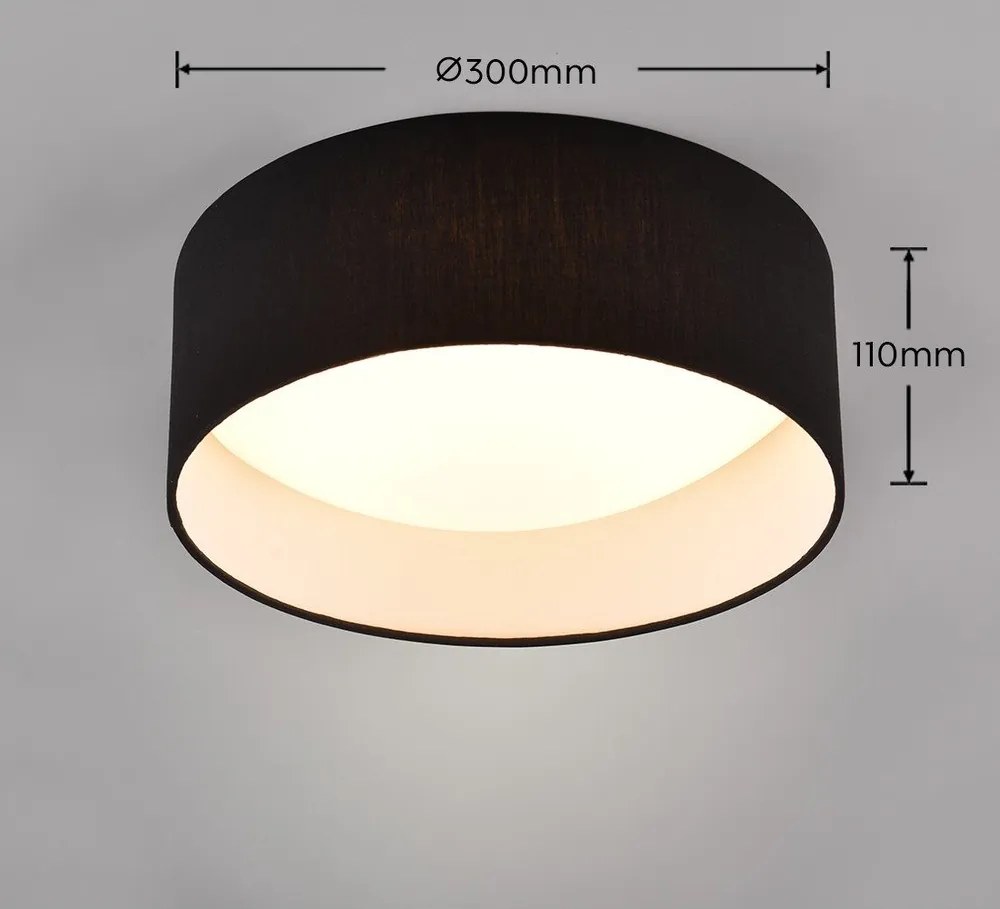 Černé LED stropní svítidlo ø 30 cm Locarno – Reality