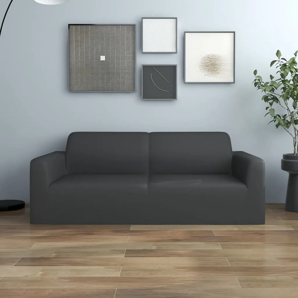 Strečový potah na 2místnou pohovku antracitový polyester žerzej 332937