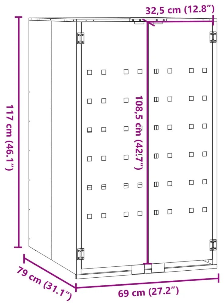 vidaXL Box na 1 popelnici černý 69 x 79 x 117 cm ocel