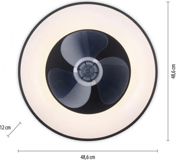 LD 14644-18 LED stropní svítidlo s ventilátorem černé, časovač, stmívatelné paměťová funkce, 2700-5000K - JUST LIGHT