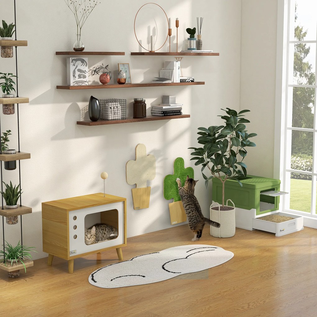 Škrabadla pro kočky nástěnná, design kaktus, zelená+bílá D30-763V00MX
