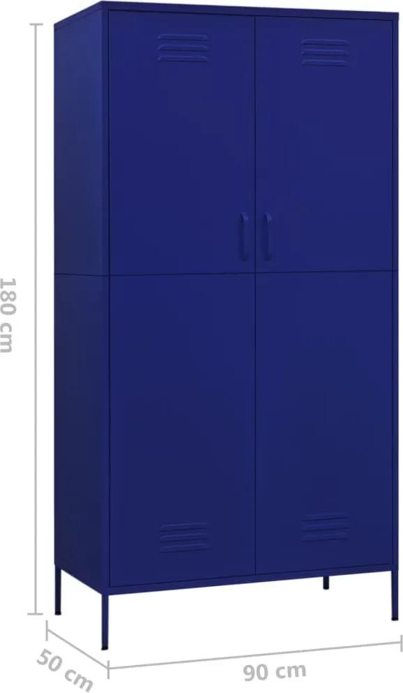 vidaXL Šatní skříň 90 x 50 x 180 cm ocel [336244] Barva: Námořnická modrá
