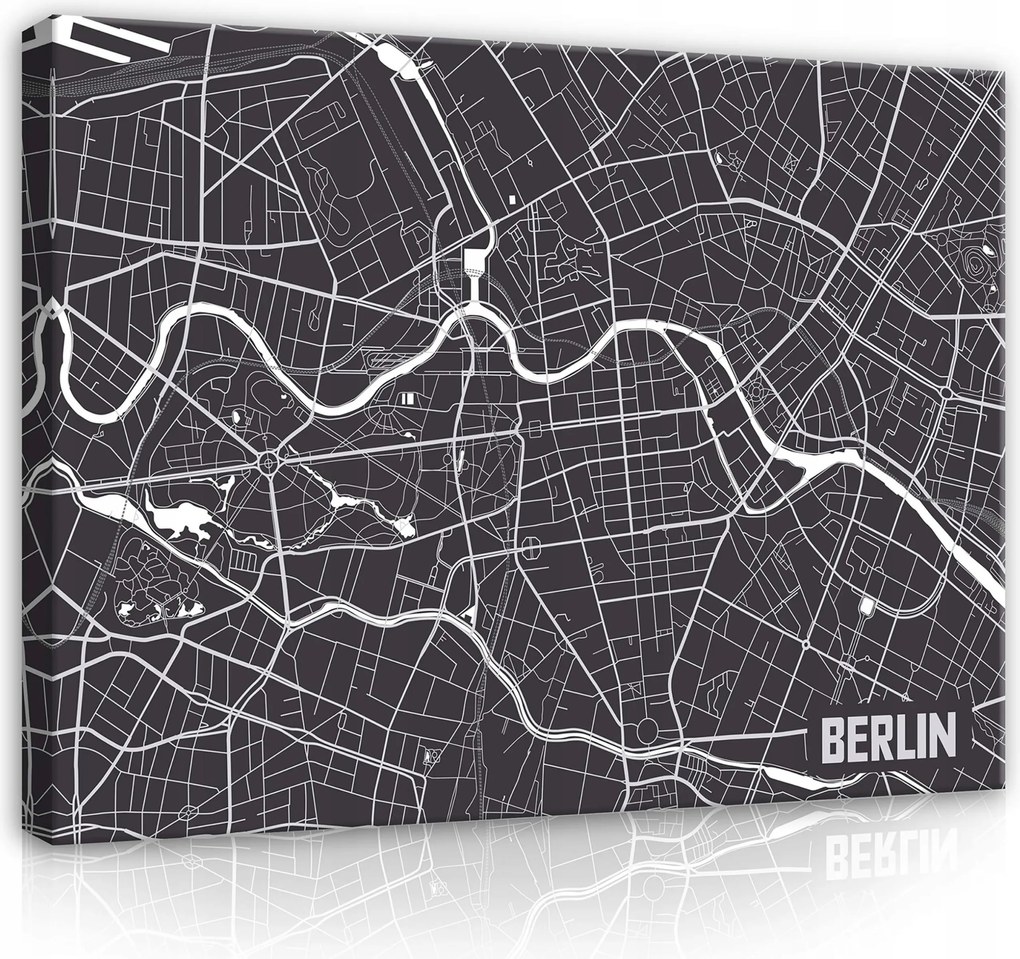 Obraz 80x60 Mapa Berlína plán města minimalismus geometrie linie ulice