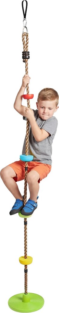 AIYAPLAY Ninja Line dětská slackline s houpačkou a stupínky — 3–8 let, zelená | Aosom