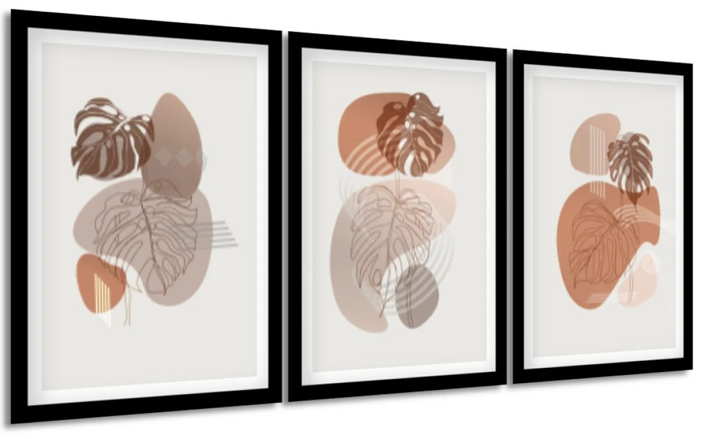 Gario Sada plakátů Podzimní monstera Barva rámu: Bílá, Velikost: 99 x 45 cm