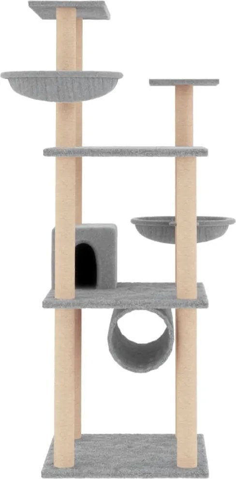 Škrabadlo pro kočky se sisalovými sloupky světle šedé 141 cm 171748