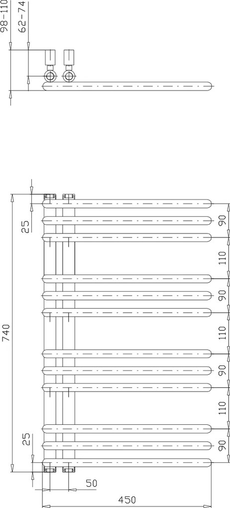 Sapho , POSEIDON topné těleso 450x740 mm, bílá, PS474