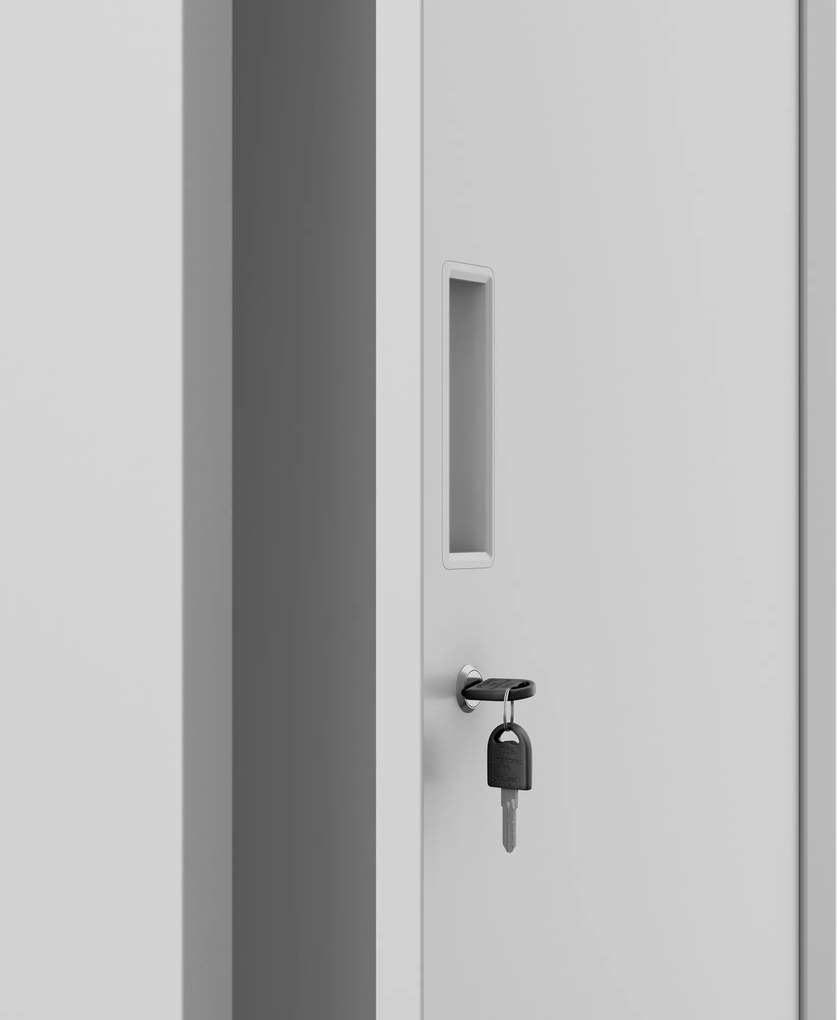 Dvoukomorová šatní skříň pro zaměstnance šedá, 400x1800x500 mm: KACPER 1 Plus