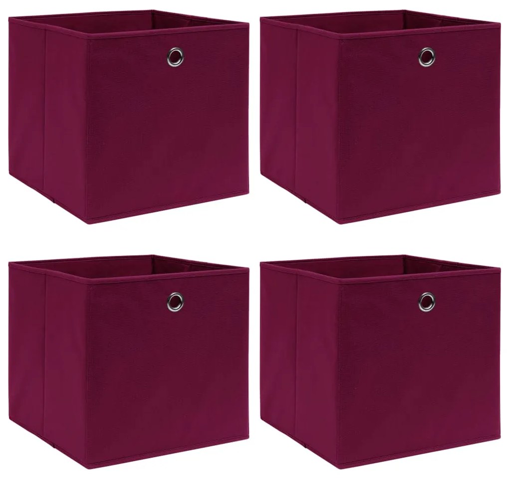 Úložné boxy 4 ks tmavě červené 32 x 32 x 32 cm textil 288341