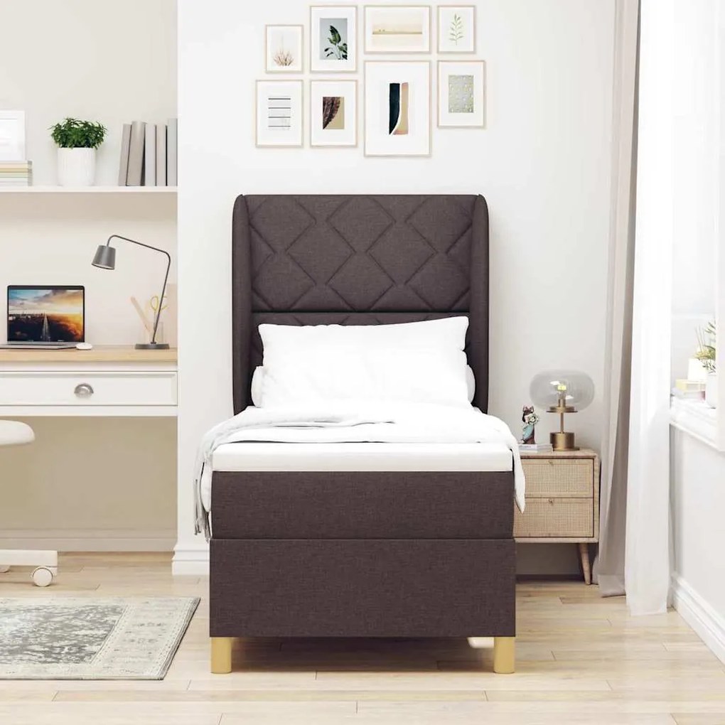Postel s boxspringem s polštářem Tmavě hnědá 200 x 80 cm textil 3340784