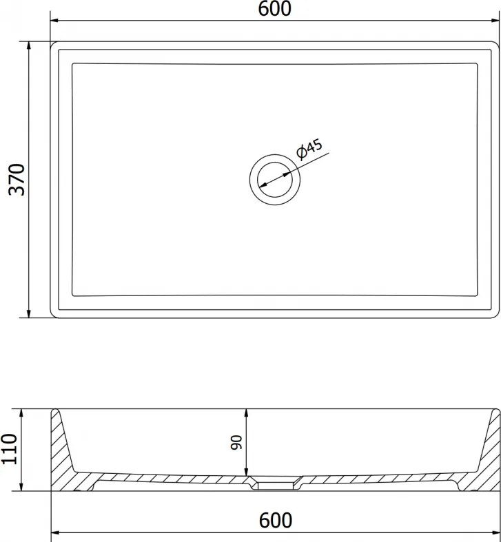 Mexen Goya, umyvadlo na desku 60 x 37 cm, černá matná, 22186085