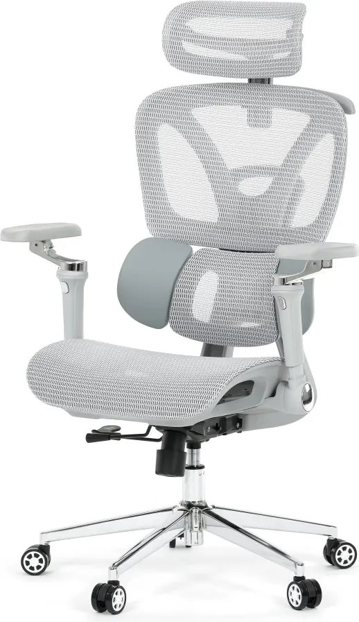 Kancelářská ergonomická židle PORTE II — síťovina, šedá