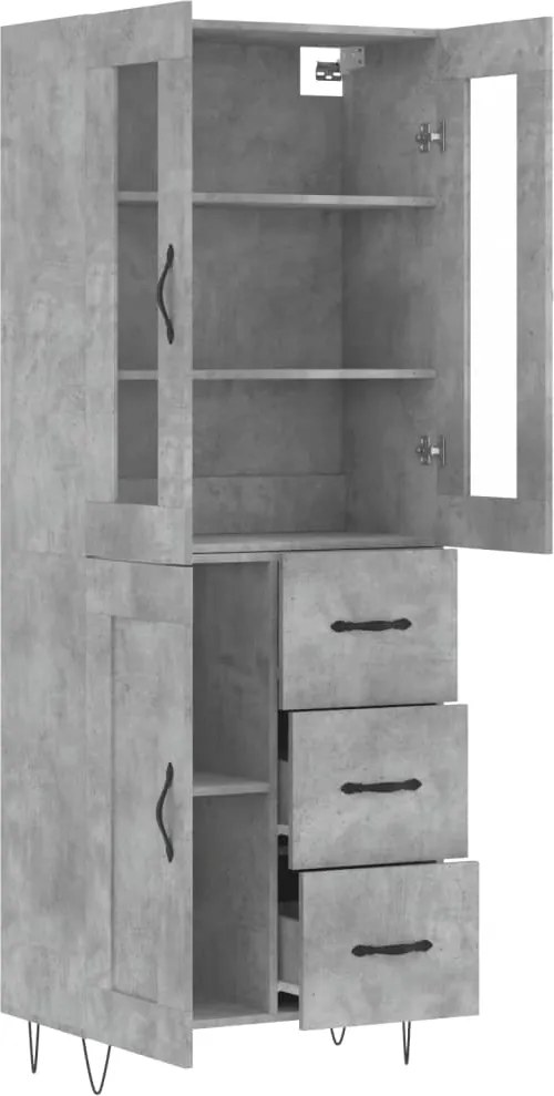 Skříň highboard betonově šedá 69,5x34x180 cm kompozitní dřevo 3198693