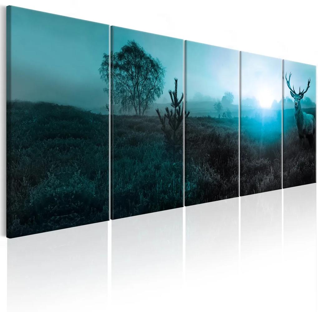 Myslivecký obraz jelen Blue + háčky a hřebíčky ZDARMA Velikost (šířka x výška): 150x60 cm