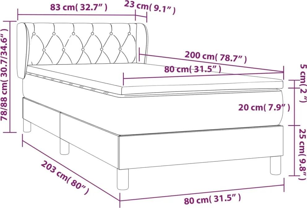 vidaXL Box spring postel s matrací 80 x 200 cm textil [3126441] Barva: Černá