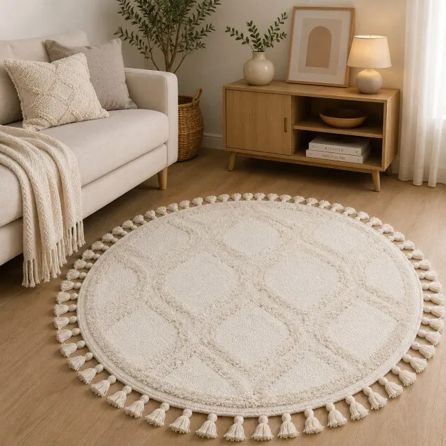 Koberec BERBER 7063 sloní kost kruh