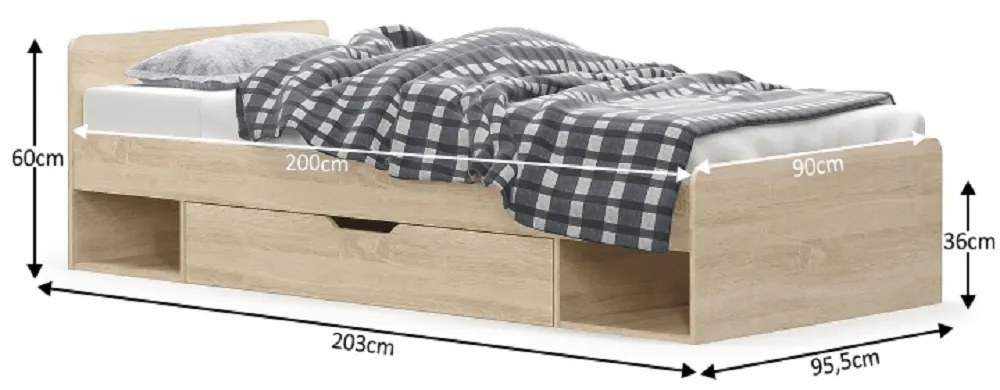 Jednolůžková postel 90 cm Thornham 1S/90 (s úl. prostorem). 808517