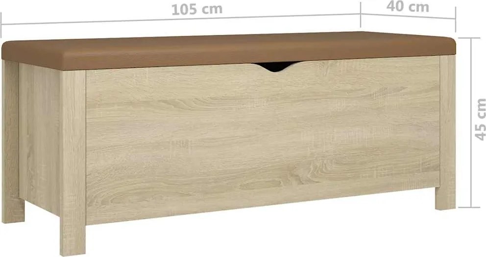 Úložný box s poduškou dub sonoma 105x40x45cm kompozitní dřevo 326771