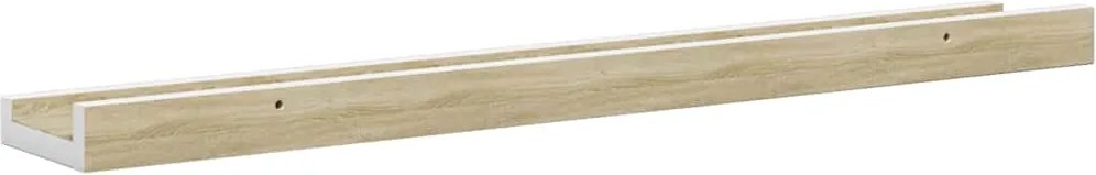 Nástěnné police 2 ks bílé a dub sonoma 60 x 9 x 3 cm 326690
