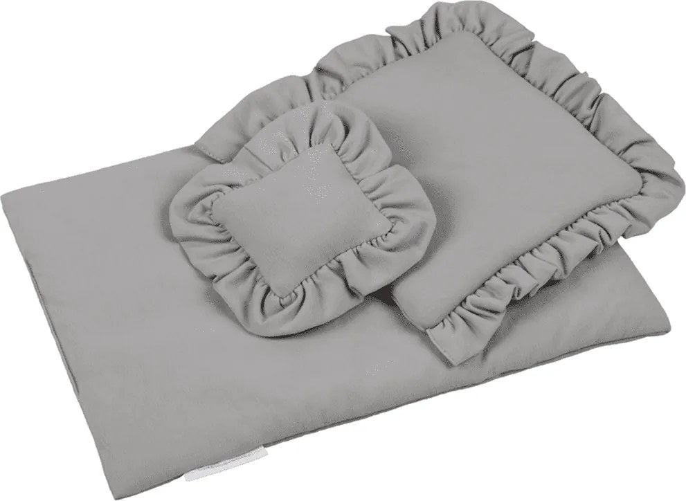 Sada povlečení pro panenky světle šedá 28x42cm