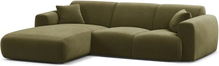 Khaki sametová rohová pohovka (levý roh/s lenoškou) Molino – Micadoni