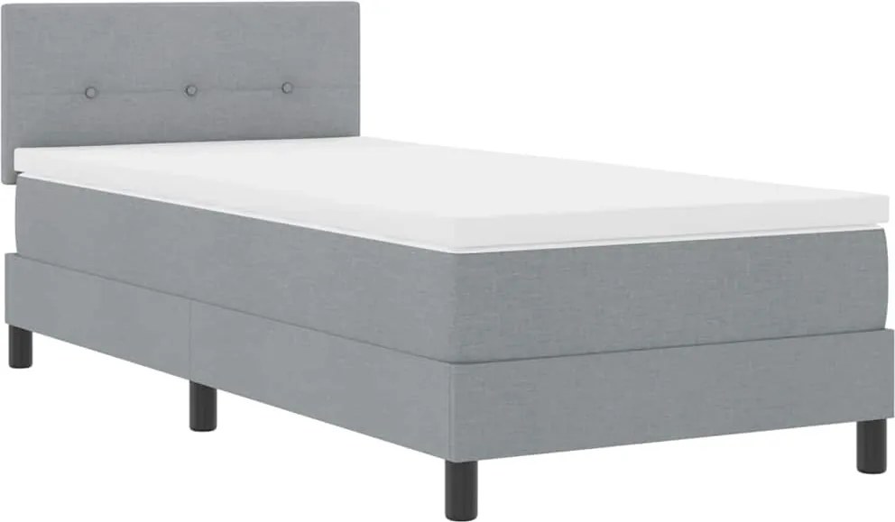 Postel s boxspringem s čelo Světle šedá 100 x 200 cm textil 3338664
