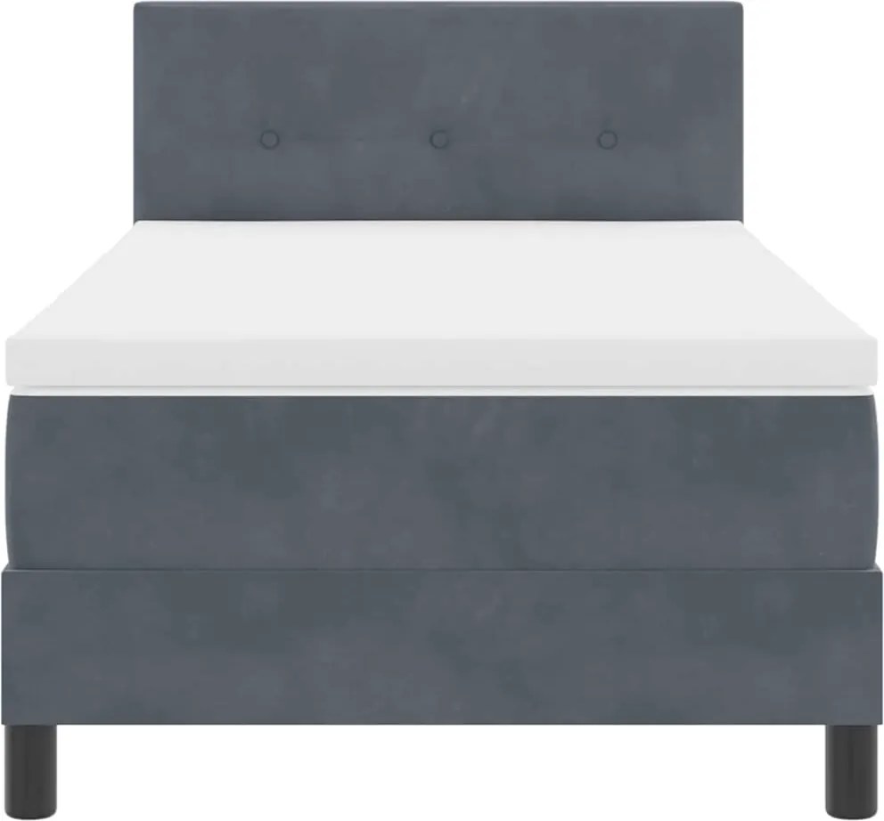 Postel s boxspringem s čelo Tmavě šedá 90 x 200 cm samet 3339147