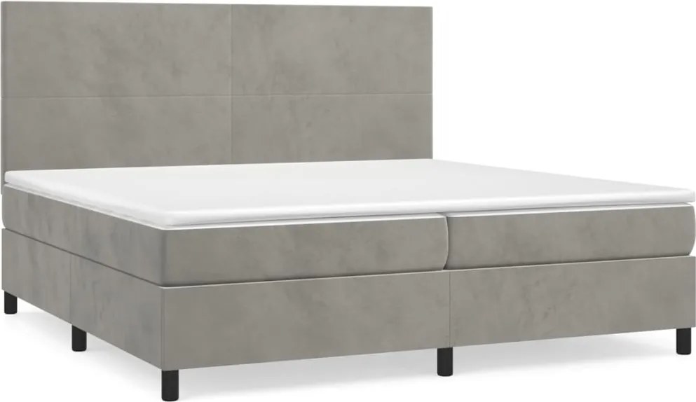 Box spring postel s matrací světle šedá 200x200 cm samet 3142923