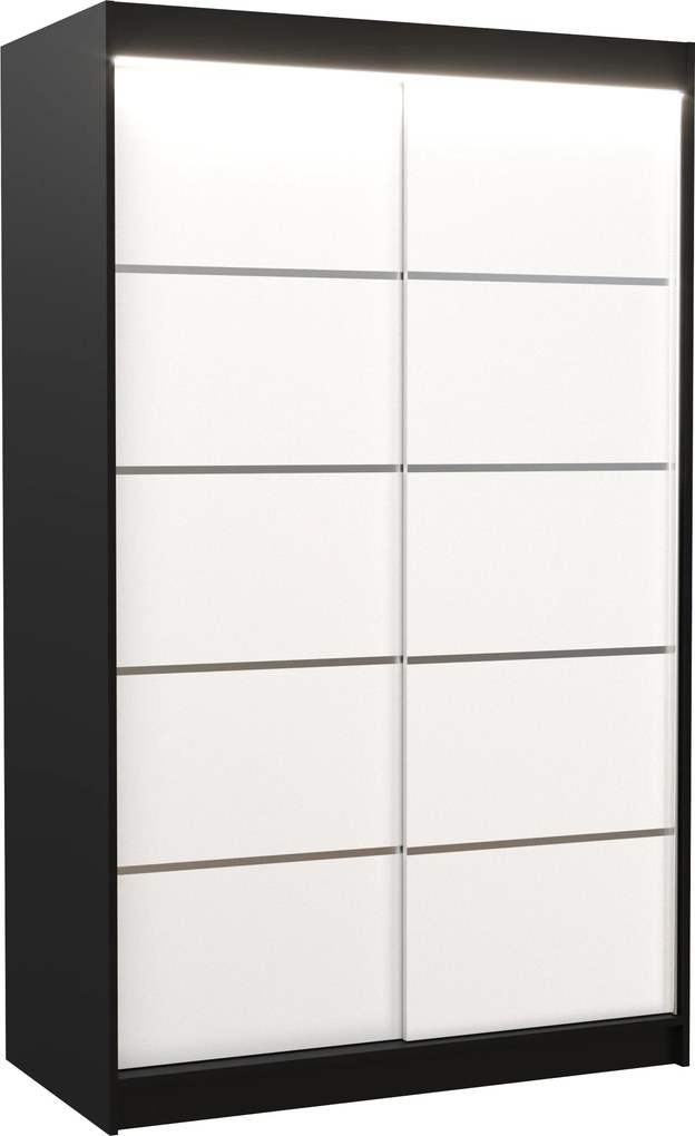 ADRK Furniture Posuvná skříň s LED osvětlením BENISSO 120 ADRK-SW-BEN-BW-120+L