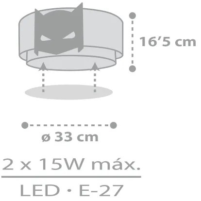 Dalber 61806 - Dětské stropní svítidlo DARK HERO 2xE27/15W/230V