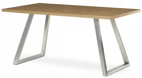 Jídelní stůl 160x90 dub kovové nohy broušený nerez HT-W1515 OAK