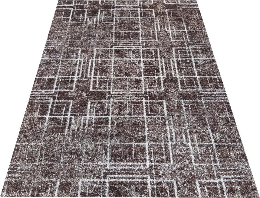 DY Hnědý koberec s bílými linkami Panamero 09 Rozměr: 60x100 cm