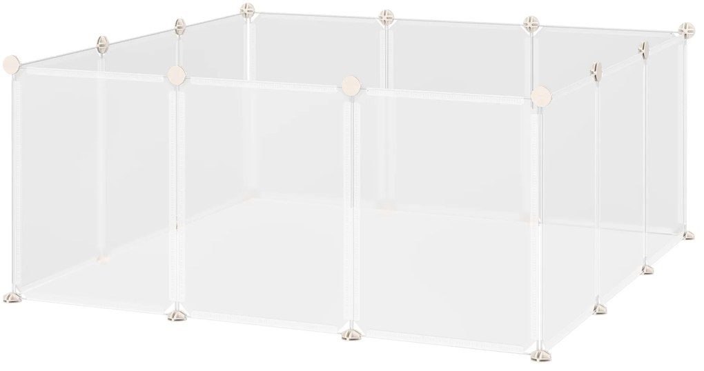 Výběh PawHut pro volný výběh DIY síťový výběh pro malá zvířata 105x105x45cm 12 panelů bílý pro vnitřní i venkovní použití | Aosom.de