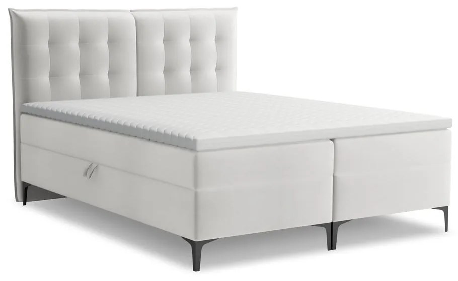 Světle šedá boxspring postel s úložným prostorem 180x200 cm Mikana – Makamii