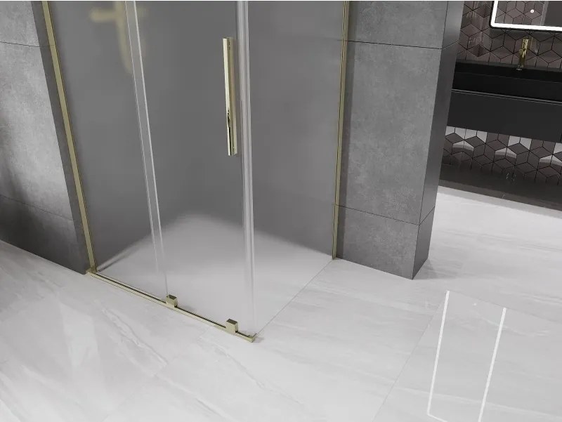 Mexen Velar L, sprchový kout s posuvnými dveřmi 120 x 110 cm, 8mm sklo námraza, zlatá lesklá, 871-120-110-33-50