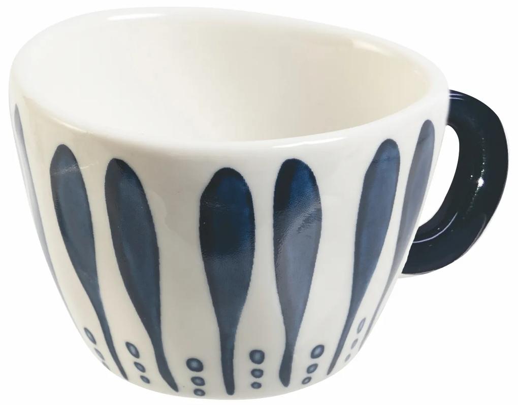 VILLA D’ESTE HOME TIVOLI Set šálků na  espresso  Masai Blue 6 kusů, bílá/modrá, kamenina
