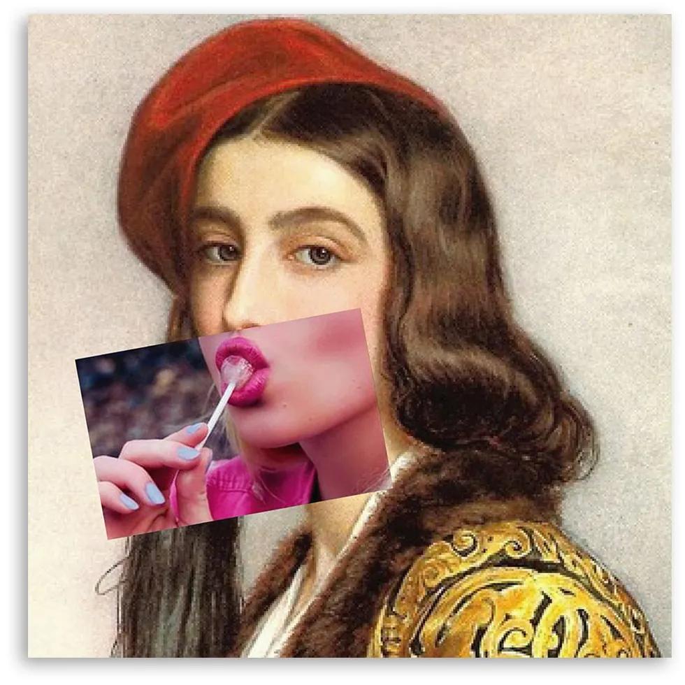 Gario Obraz na plátně Tvář ženy lízátko - Bekir Ceylan Rozměry: 30 x 30 cm