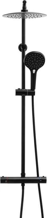 Erga Bergen Therm, sprchová souprava s termostatickou baterií a dešťovou hlavicí 25cm, černá matná, ERG-YKA-BP.BERGEN-THERM-25-BLK