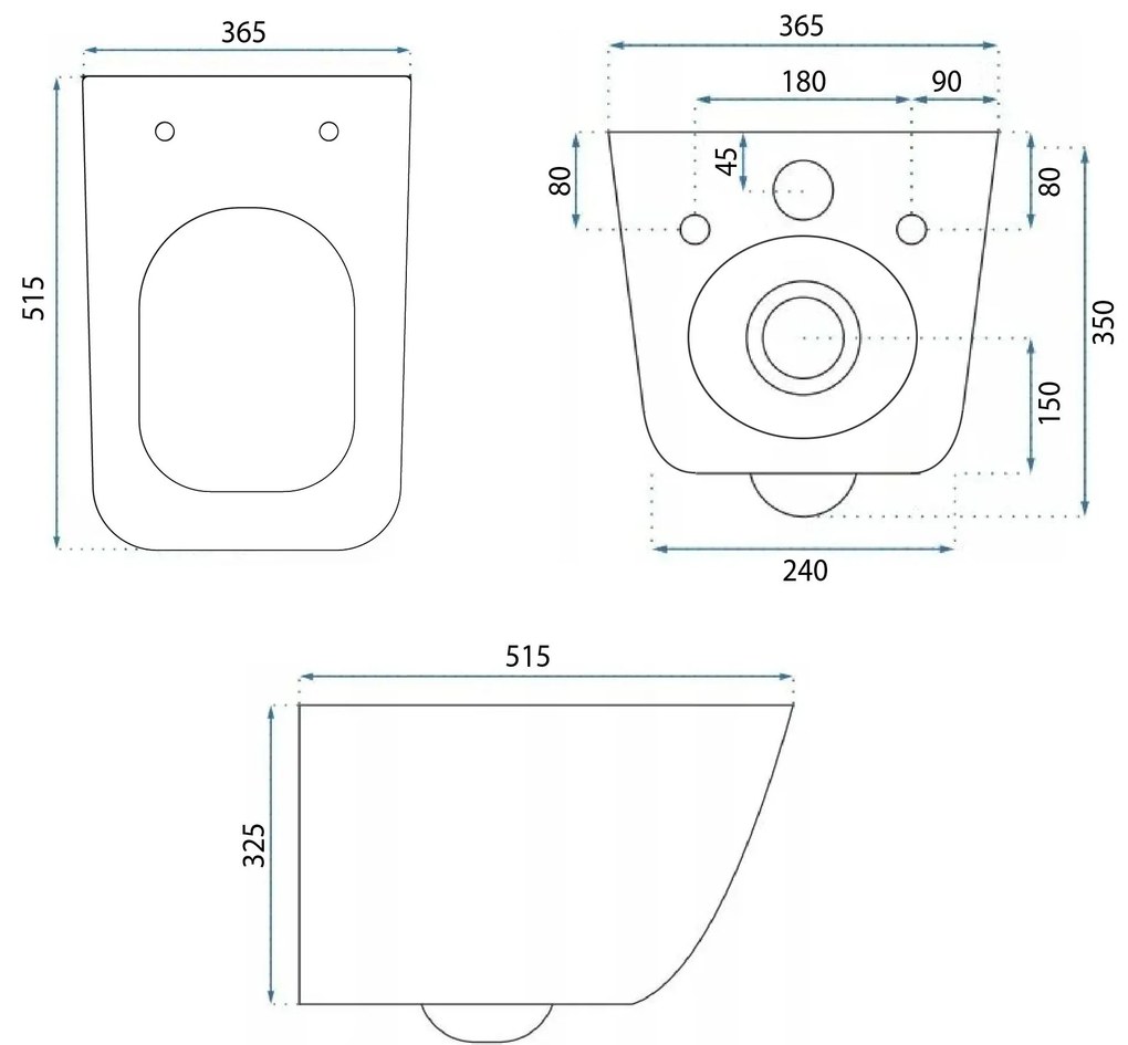 Rea Dexter, závěsná WC mísa Rimless Tornado 515x365x350 mm + WC sedátko z duroplastu, bílá lesklá, REA-C1278