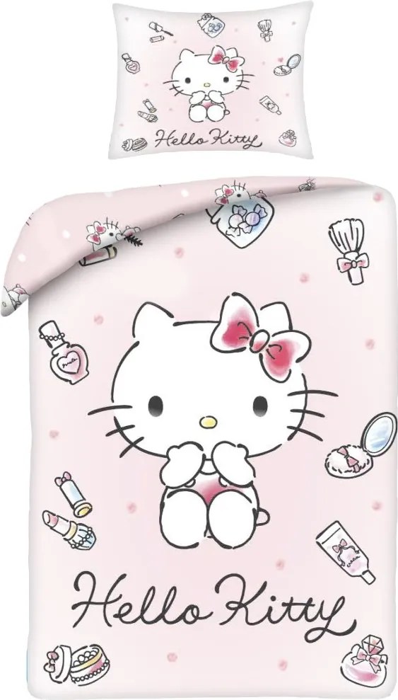 Ložní povlečení z mikrovlákna Hello Kitty – notiv Beauty Time - 70x90 cm + 140x200 cm