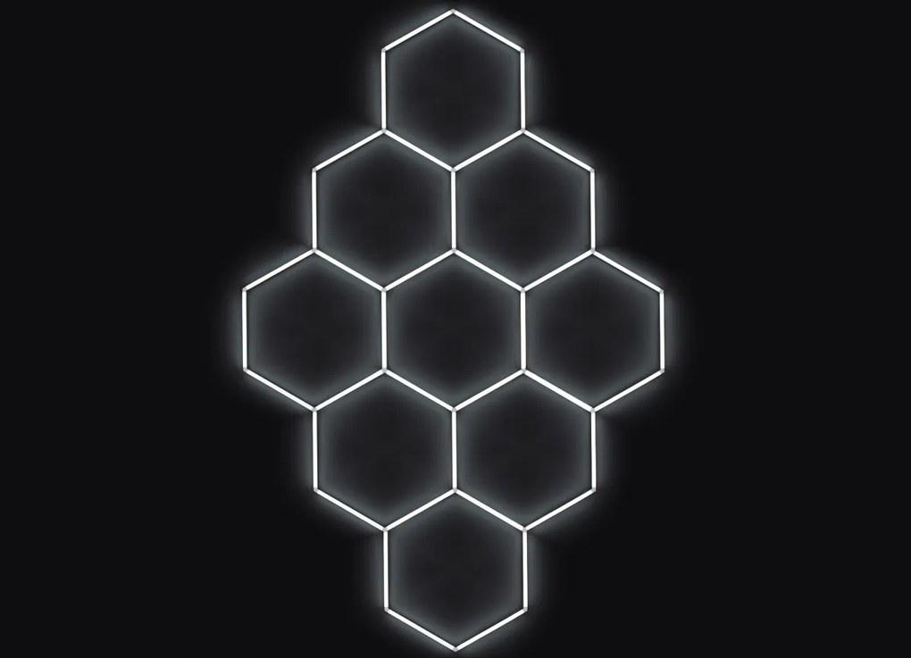 Escape6 Kompletní Led hexagonové svítidlo bílé 4500 K, 9 elementů 246x386cm