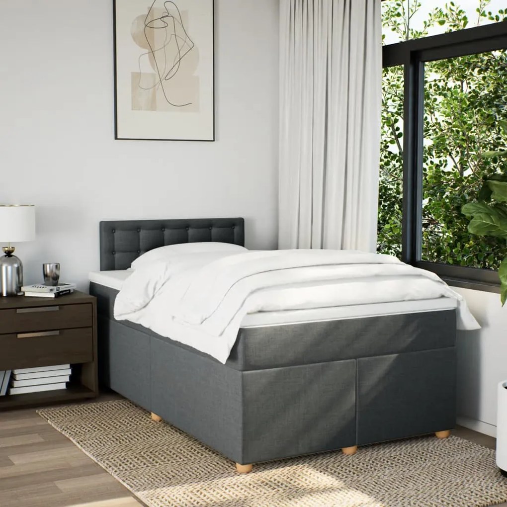 Box spring postel s matrací tmavě šedá 120x200 cm textil 3286662